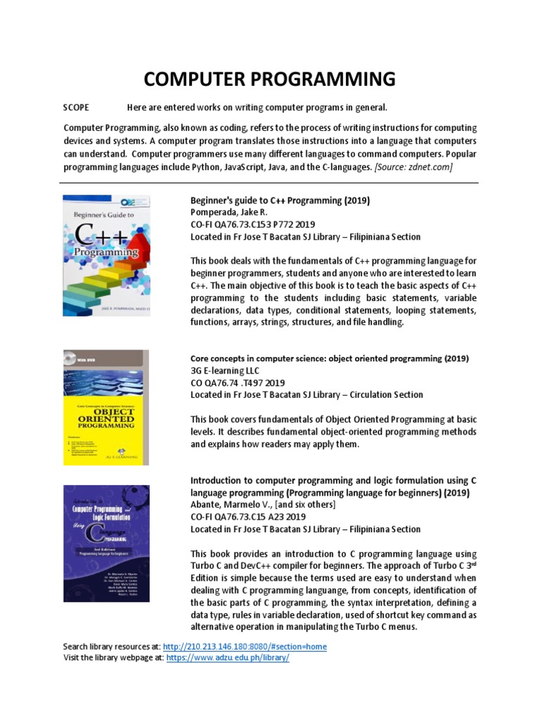 Computer Programming | PDF | Computer Programming | Computer Science Computer Programming | PDF | Computer Programming | Computer Science