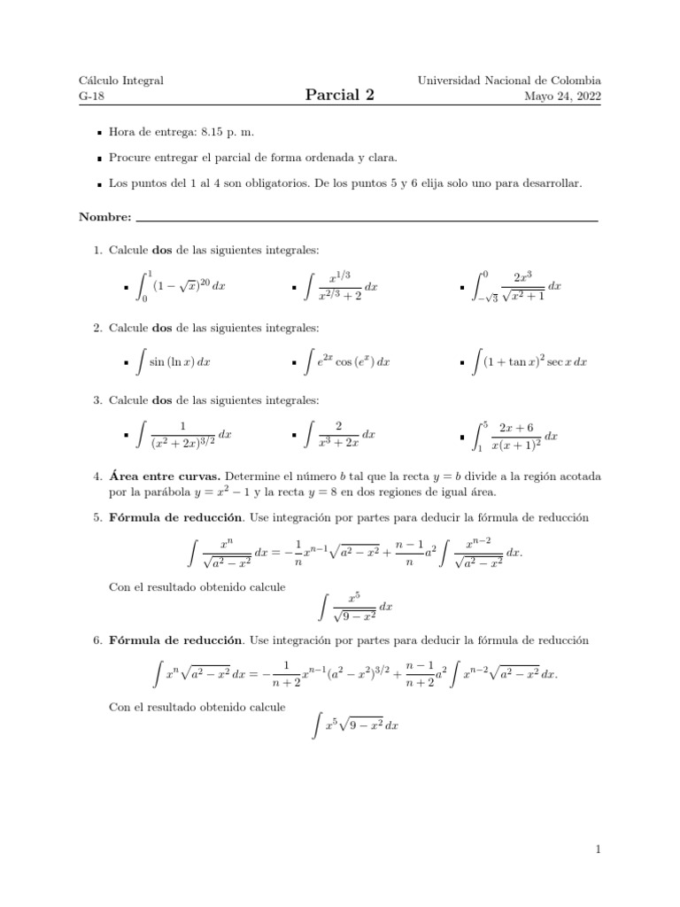 Integral Parcial de Calculo | PDF | Integral | Análisis