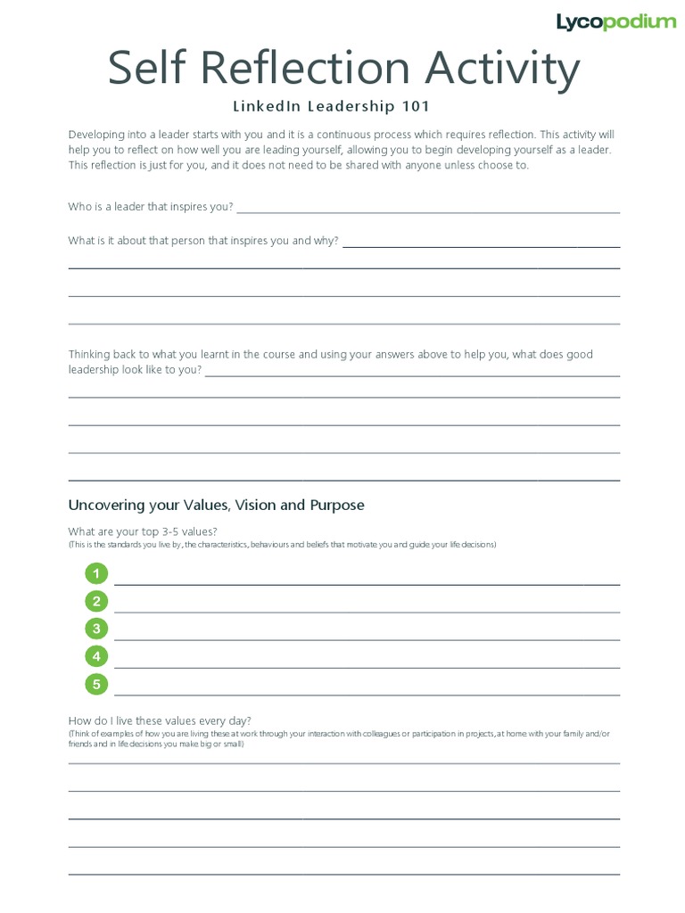 Document-Leadership 101 Self Reflection | PDF | Leadership | Goal