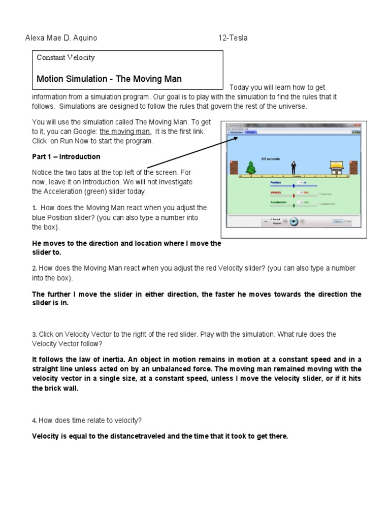 Moving Man Simulation | PDF | Velocity | Acceleration
