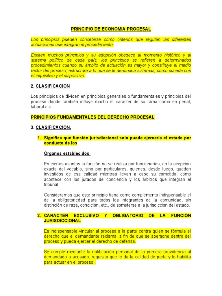 Principio de Economia Procesal | PDF | Evidencia (ley) | Ley procesal