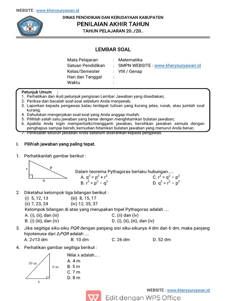 Soal Pat MTK Kelas 8 | PDF