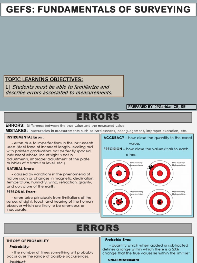 Errors and COrrections | PDF | Accuracy And Precision | Measurement