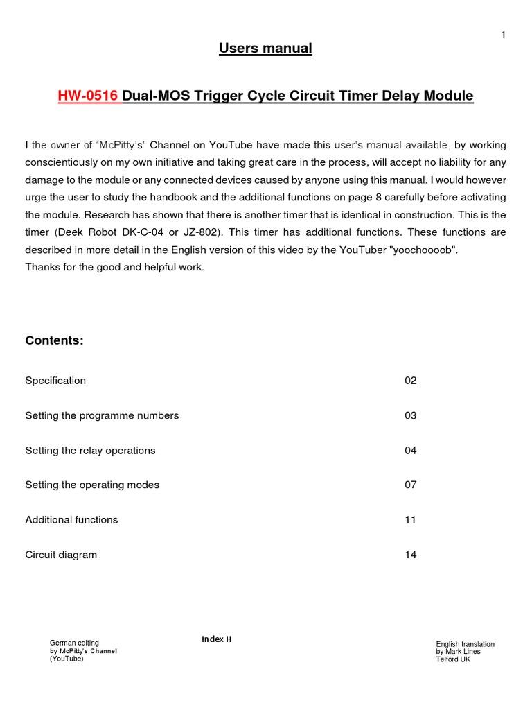 HW-0516 Timer Delay Module Manual | PDF | Relay | Switch
