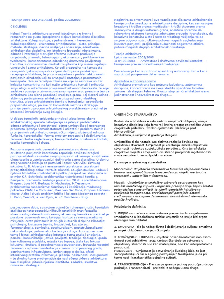 Teorija Na Dva Stupca | PDF
