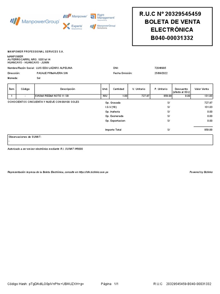 Boleta Electronica | PDF