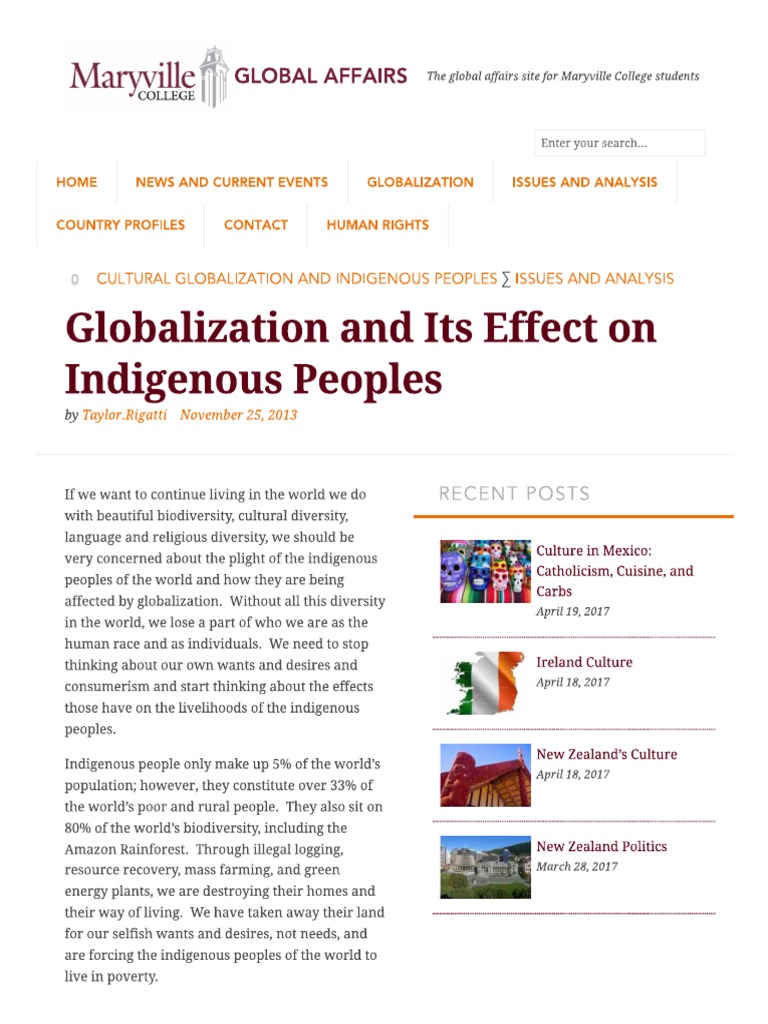 Globalization and Its Effect On Indigenous Peoples | PDF