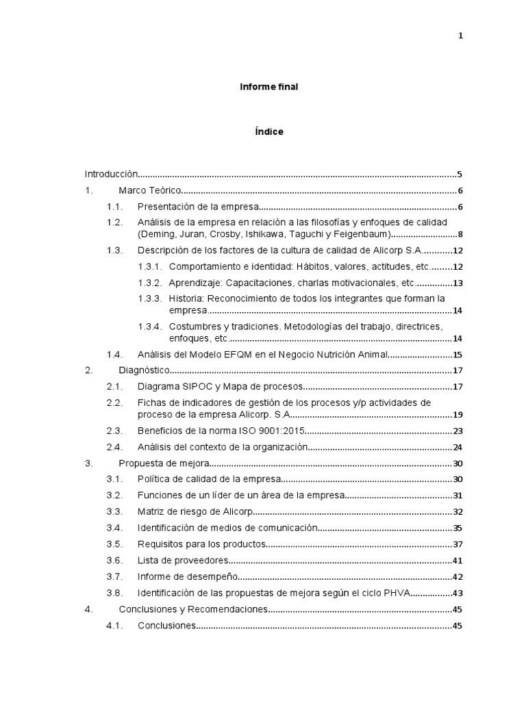 Informe Alicorp | Descargar gratis PDF | Calidad (comercial) | Auditoría