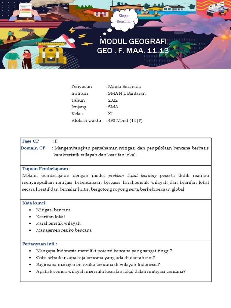 Modul Belajar Geografi - Mitigasi Bencana - Maula Suranida | PDF
