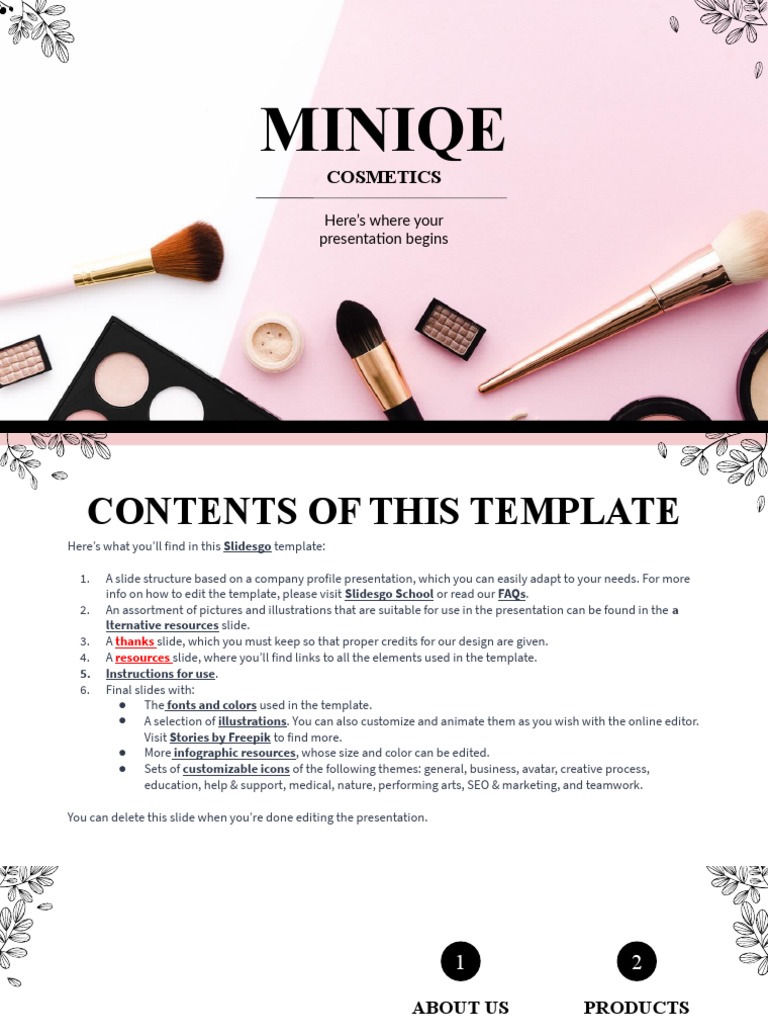 Miniqe Cosmetics Company Profile by Slidesgo | PDF | Planets | Jupiter