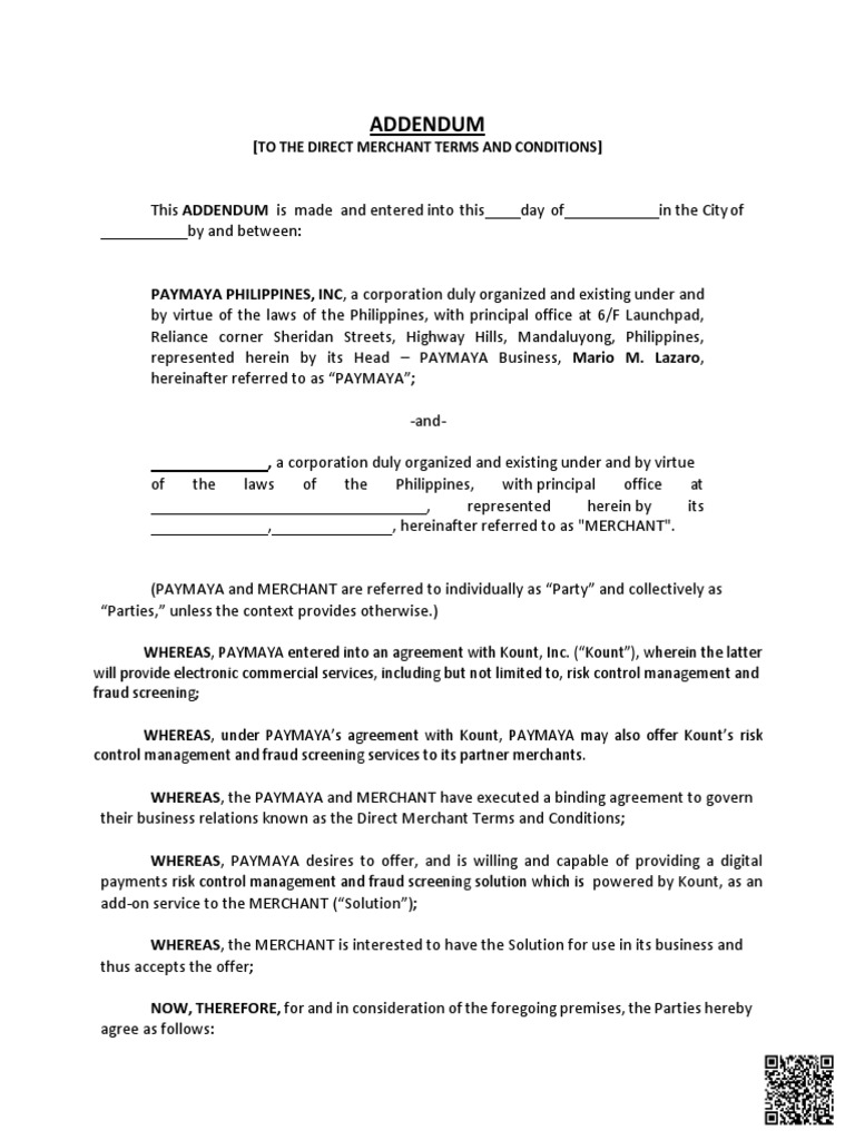 Fraud Addendum (Kount) CCN-2021-P-001638 (QR Coded) | PDF | Computer ...
