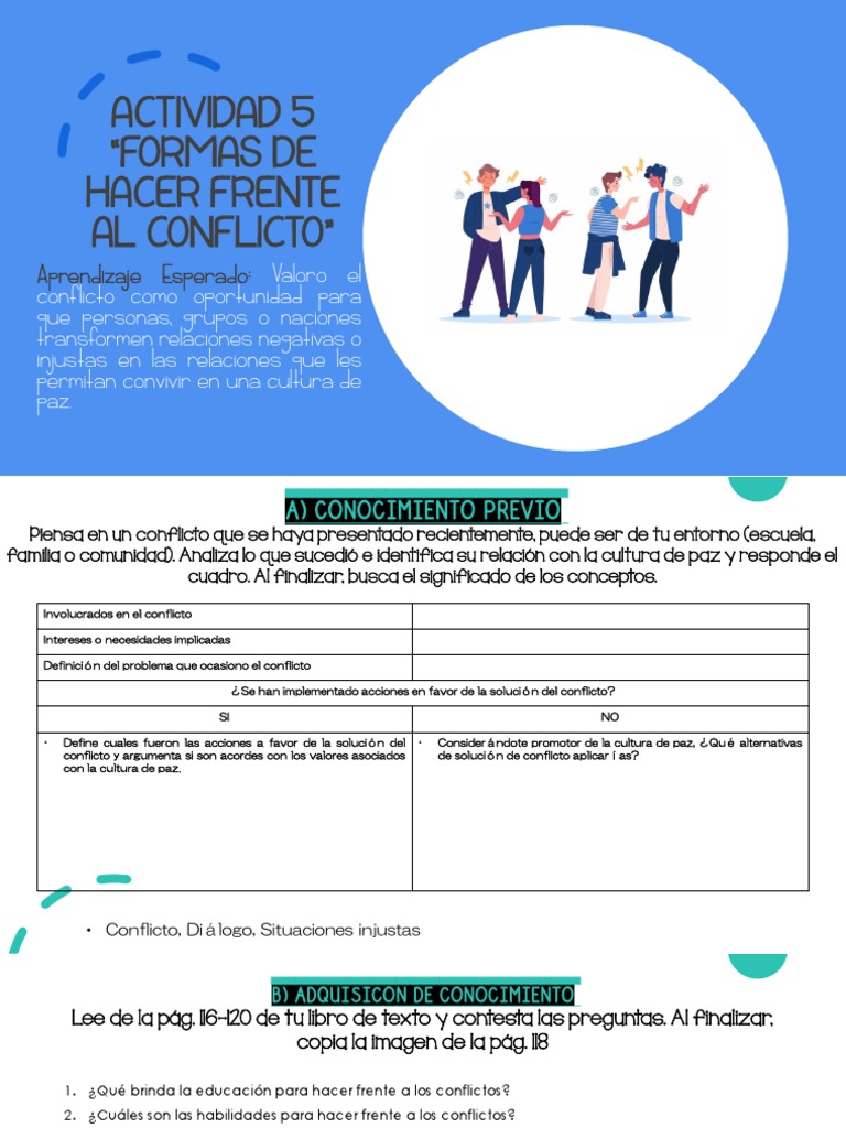 Actividad 5 "Formas de Hacer Frente Al Conflicto" | PDF | Paz ...