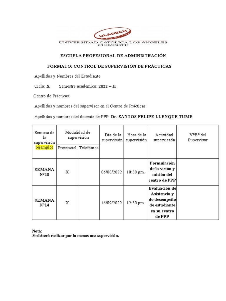 Formato de Supervisión | PDF