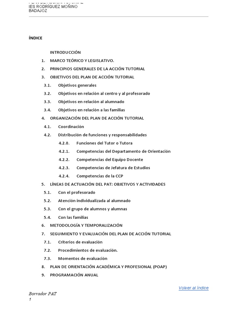 Plan Accion Tutorial 20190708 | PDF | Maestros | Evaluación