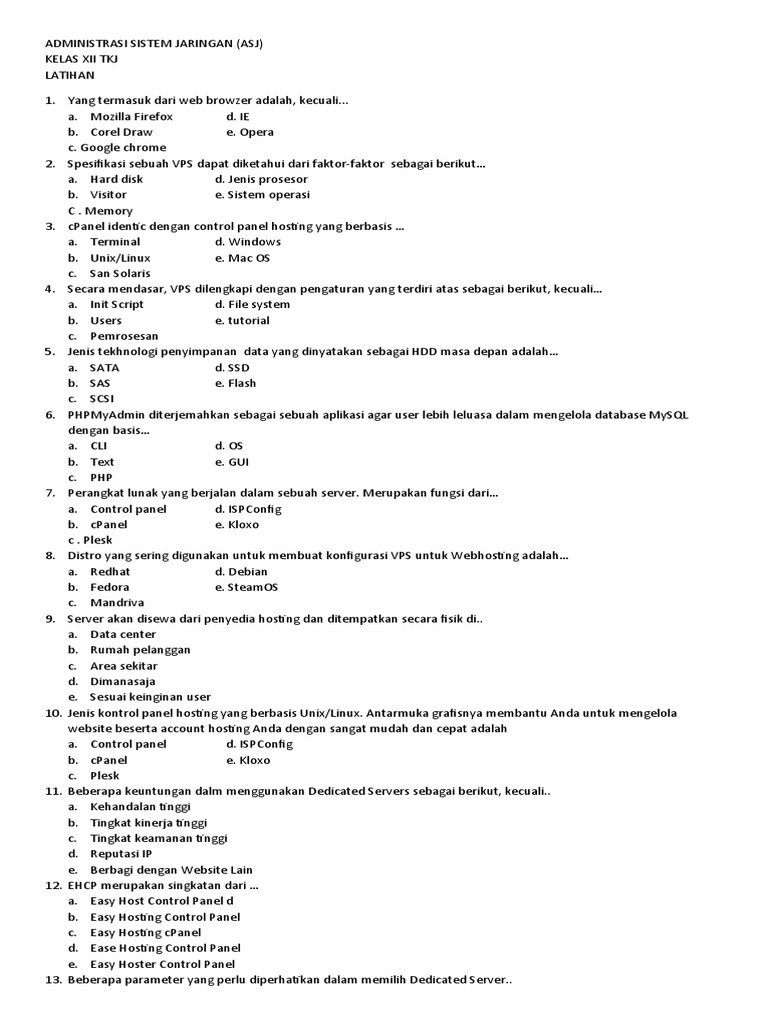 Latihan Asj 12 Untuk Siswa | PDF | Komputer