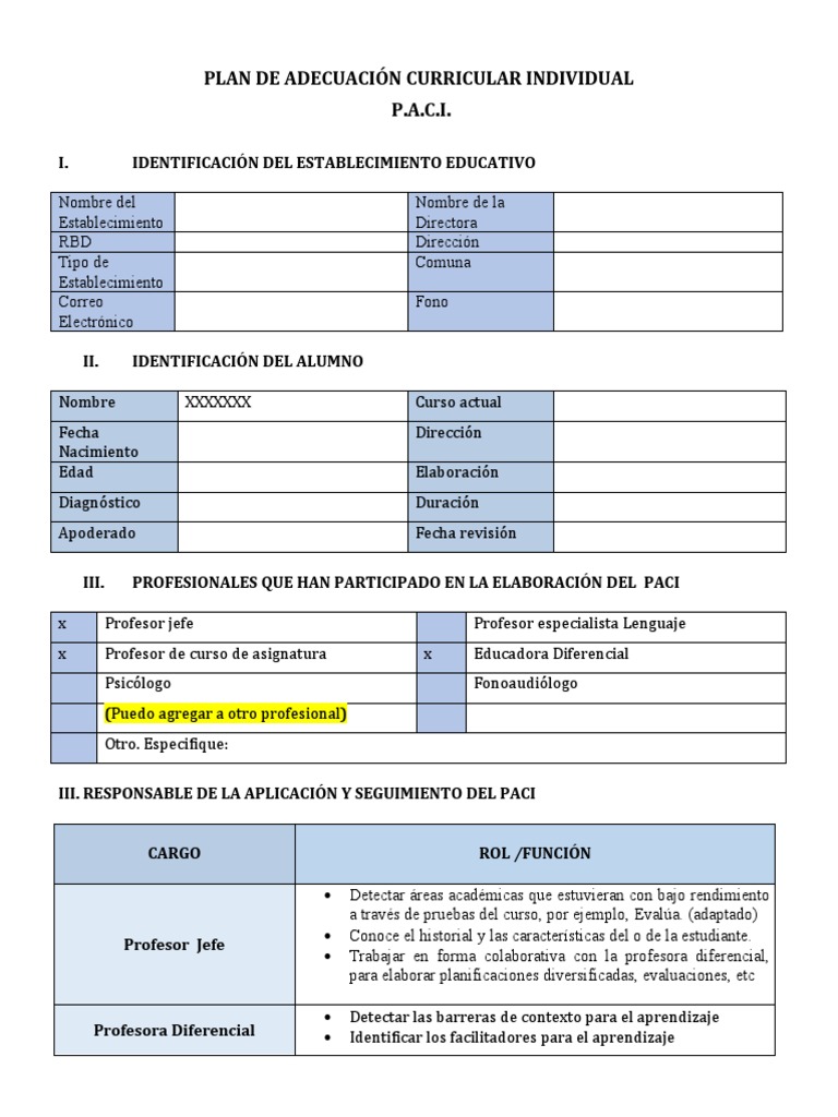 Ejemplo de Plan de Adecuacion Curricular Individual | PDF | Plan de estudios | Maestros