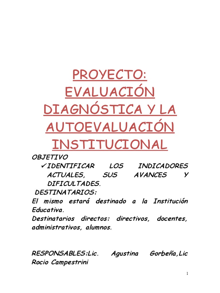 Diagnostico Institucional | PDF | Método de enseñanza | Evaluación