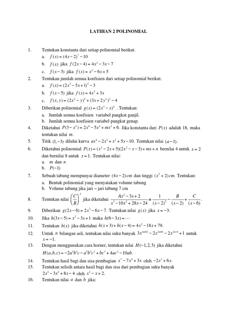 Latihan 2 Polinomial | PDF