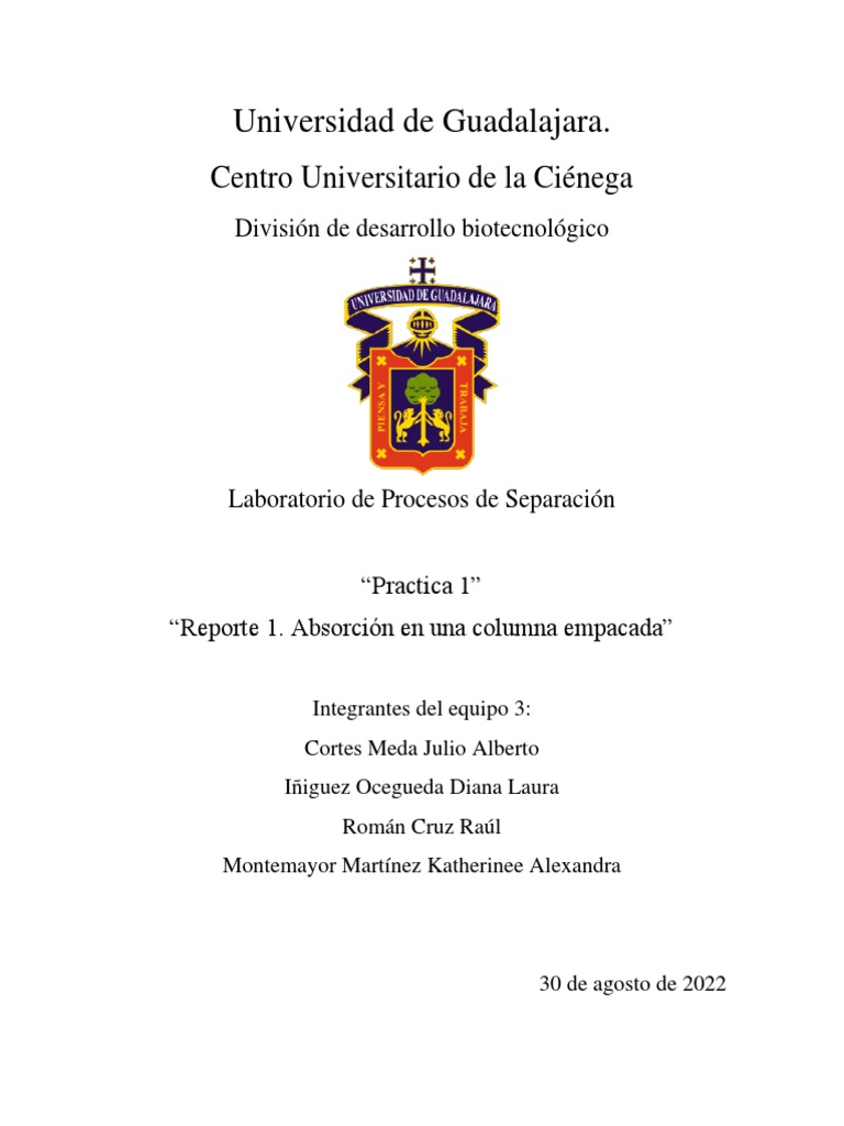 Lab. de Reactores Químicos. Reporte de La Práctica 1. (Cinética Química en Reactor Batch ...