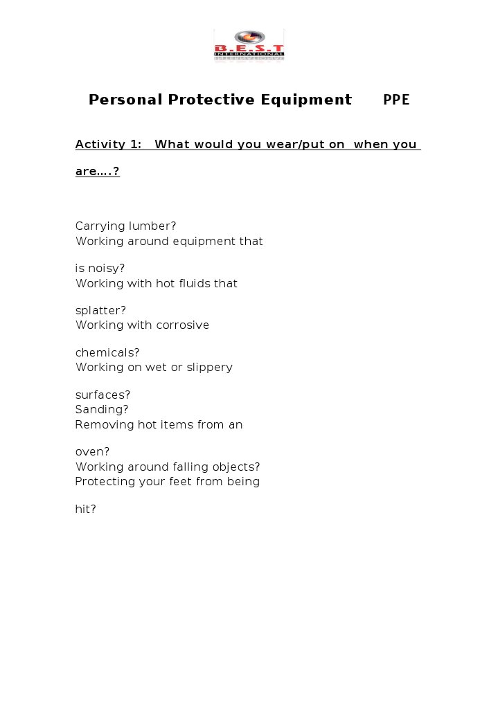 Personal Protective Equipment PPE | PDF