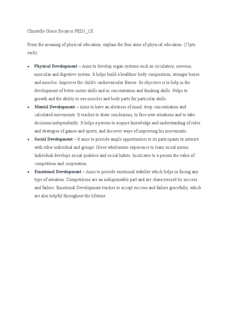 Assignment in The Discussion of Overview of Physical Education | PDF