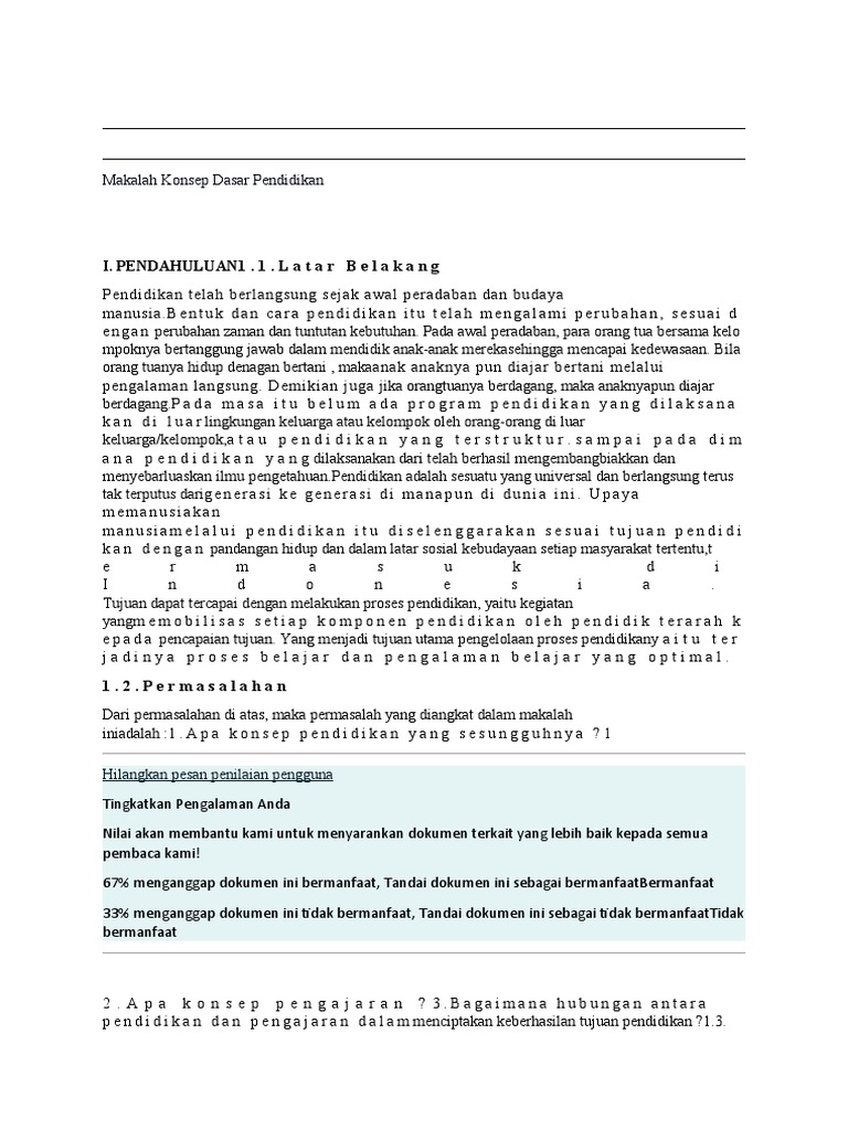 Konsep Dasar Pendidikan | PDF