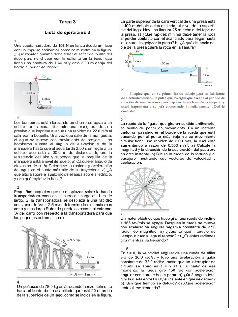 Tarea 3. Lista de Ejercicios 3 | PDF | Aceleración | Velocidad