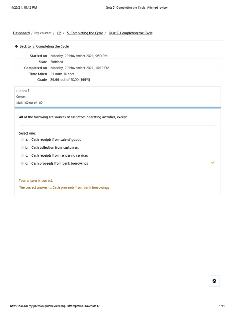 Accounting Cycle Completion Quiz | PDF | Debits And Credits | Expense