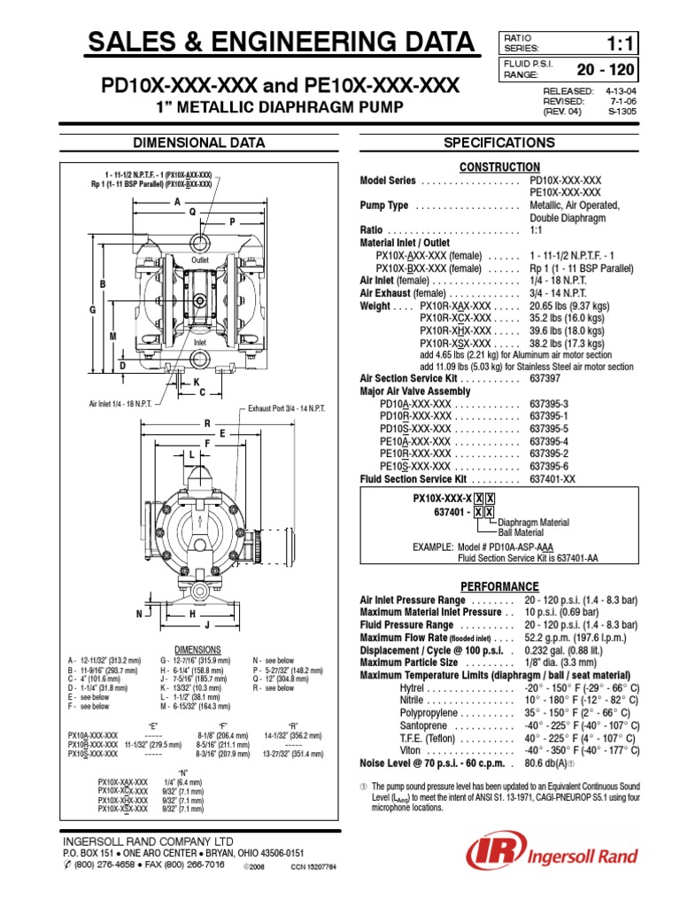 AODD ARO PD10A Datasheet and Brochures | PDF | Valve | Mechanical Engineering