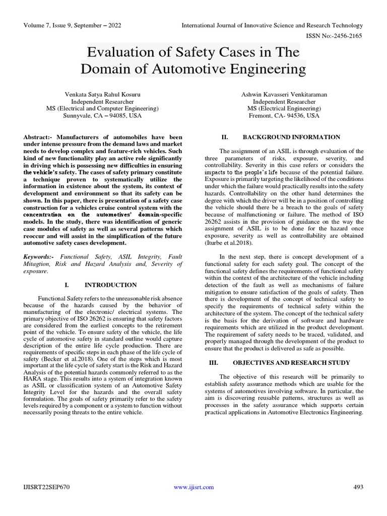 Evaluation of Safety Cases in The Domain of Automotive Engineering ...