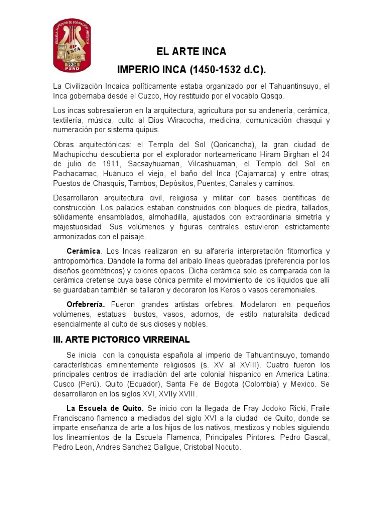 El Arte Inca | PDF | Imperio Inca | Pinturas