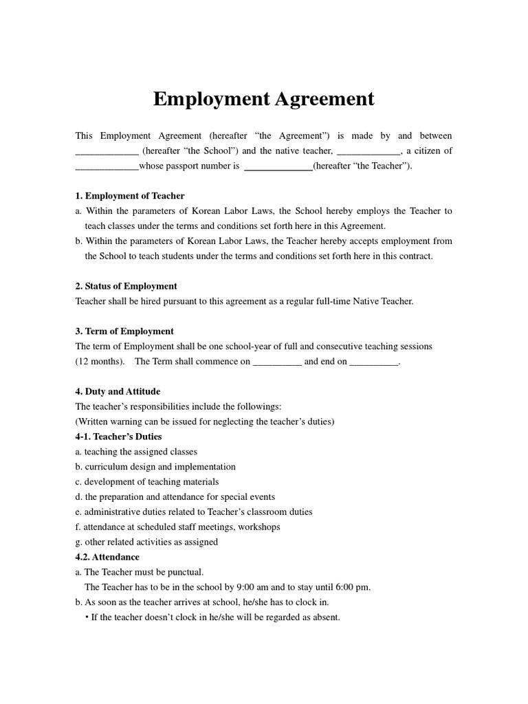 Example Employment-Contract | PDF | Teachers | Pension