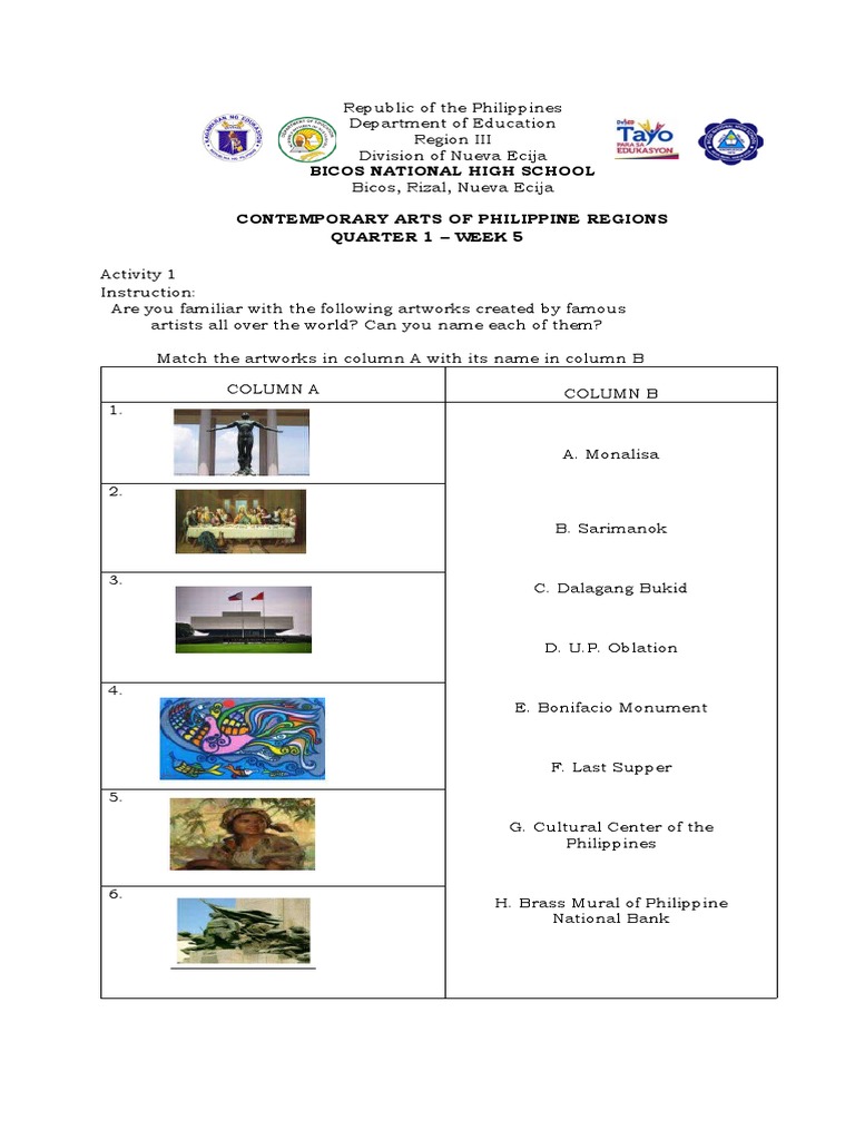 Activity Sheet Contemporary Week 5 | PDF