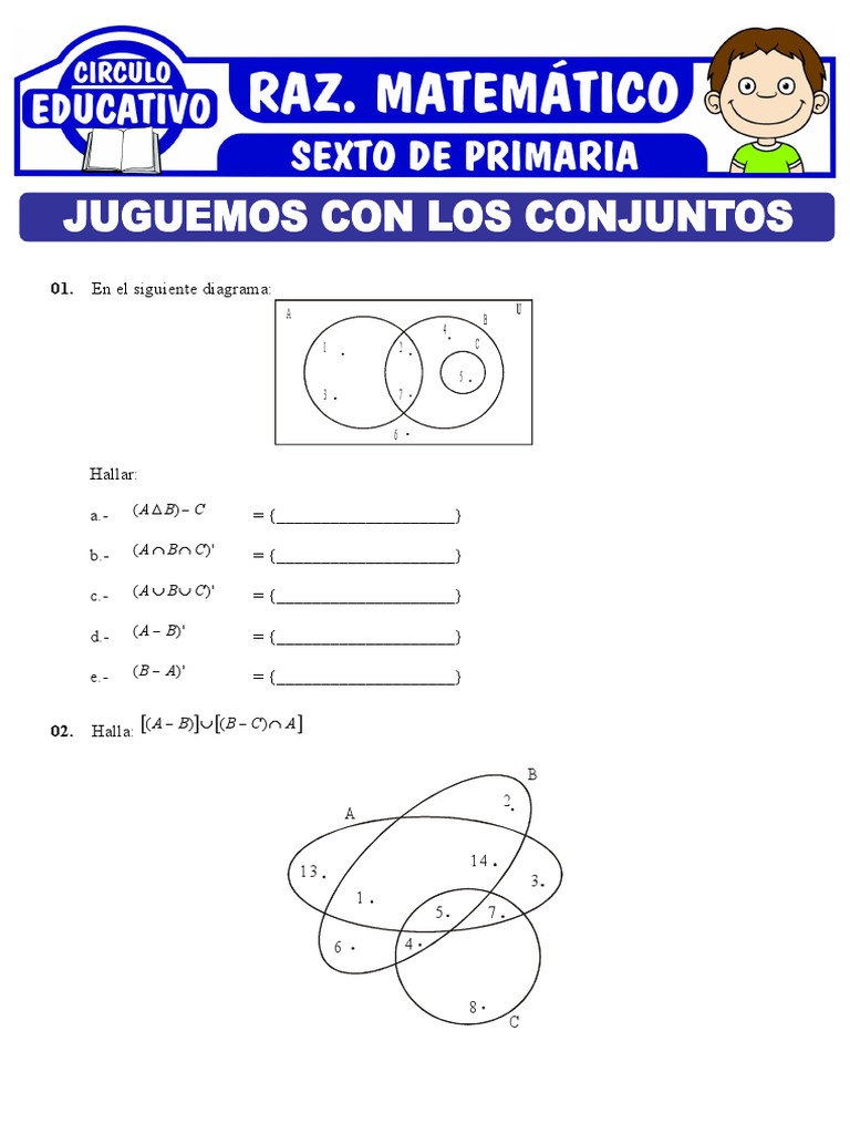 Ejercicios de Conjuntos para Sexto de Primaria | PDF