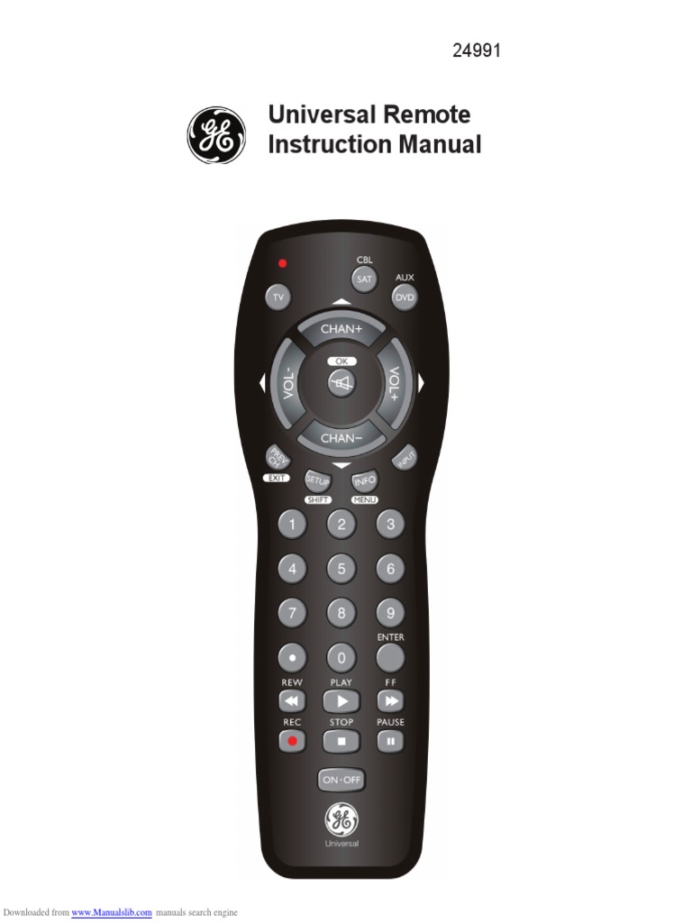 Manual For GE 24991 Universal Remote | PDF | Menu (Computing ...