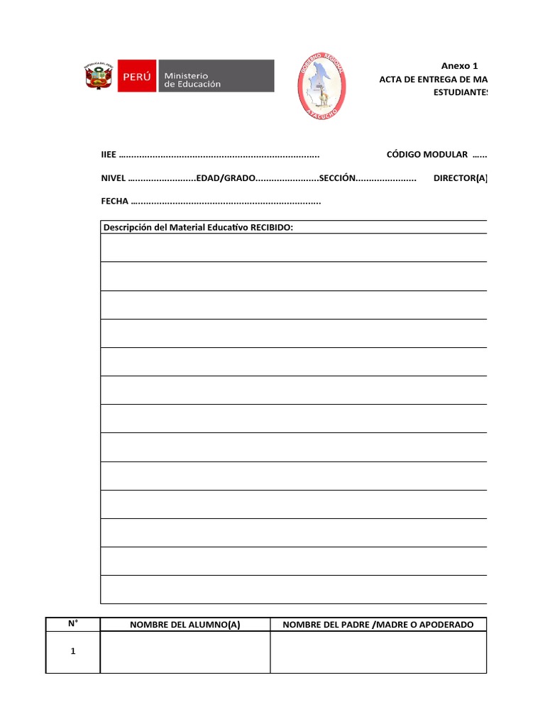 Acta de Entrega de Materiales Educativos | PDF | Informática
