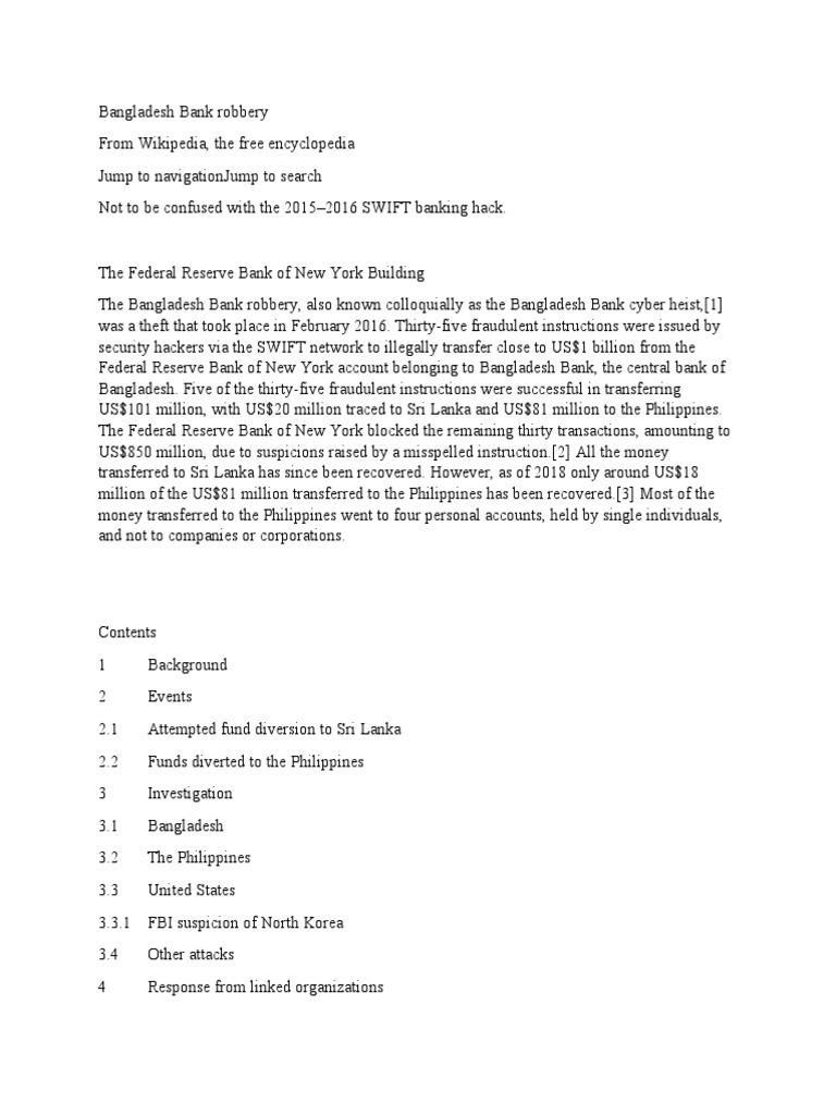 Bangladesh Bank Robbery | PDF | Cyberwarfare | Security