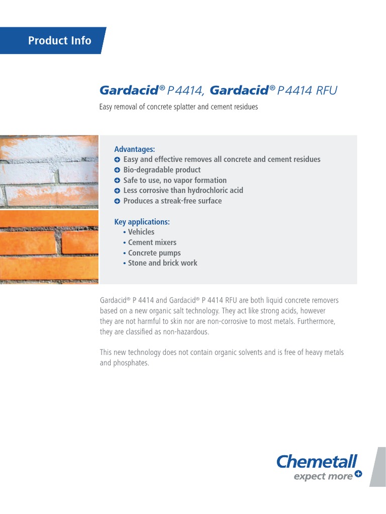 Prodinfo Gardacid-P-4414 Eng Final | PDF | Sodium Hydroxide | Concrete