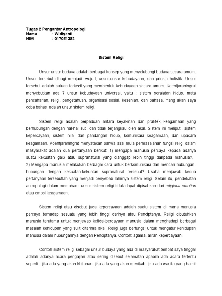 Tugas 2 Pengantar Antropologi | PDF | Filsafat