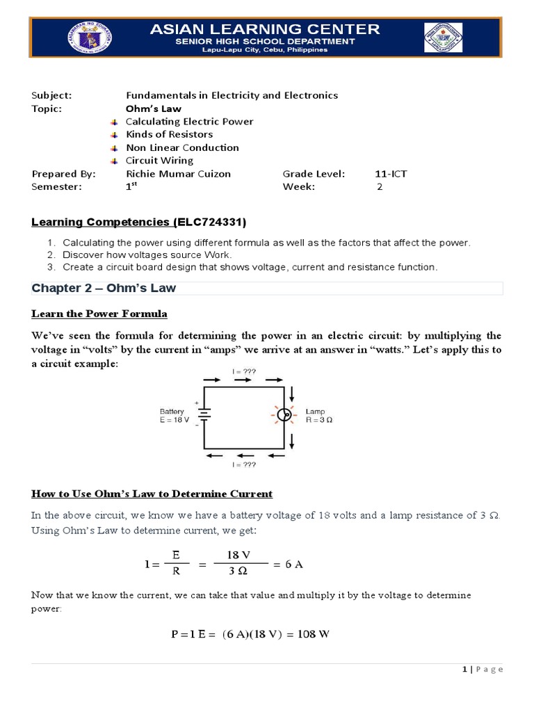 Fundamentals of Elctricity and Electronics Week 4 FEE | PDF | Resistor ...