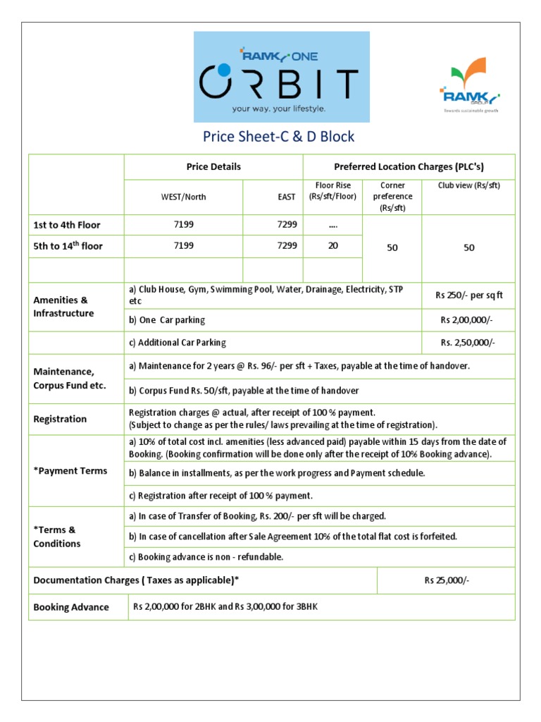 Orbit C & D Block Cost Sheet | PDF | Receipt | Taxation