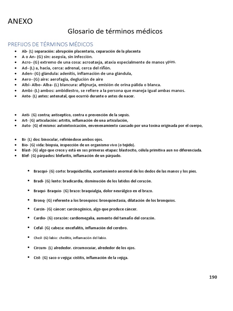 Glosario de Términos Médicos | PDF | Embolia | Vesícula biliar