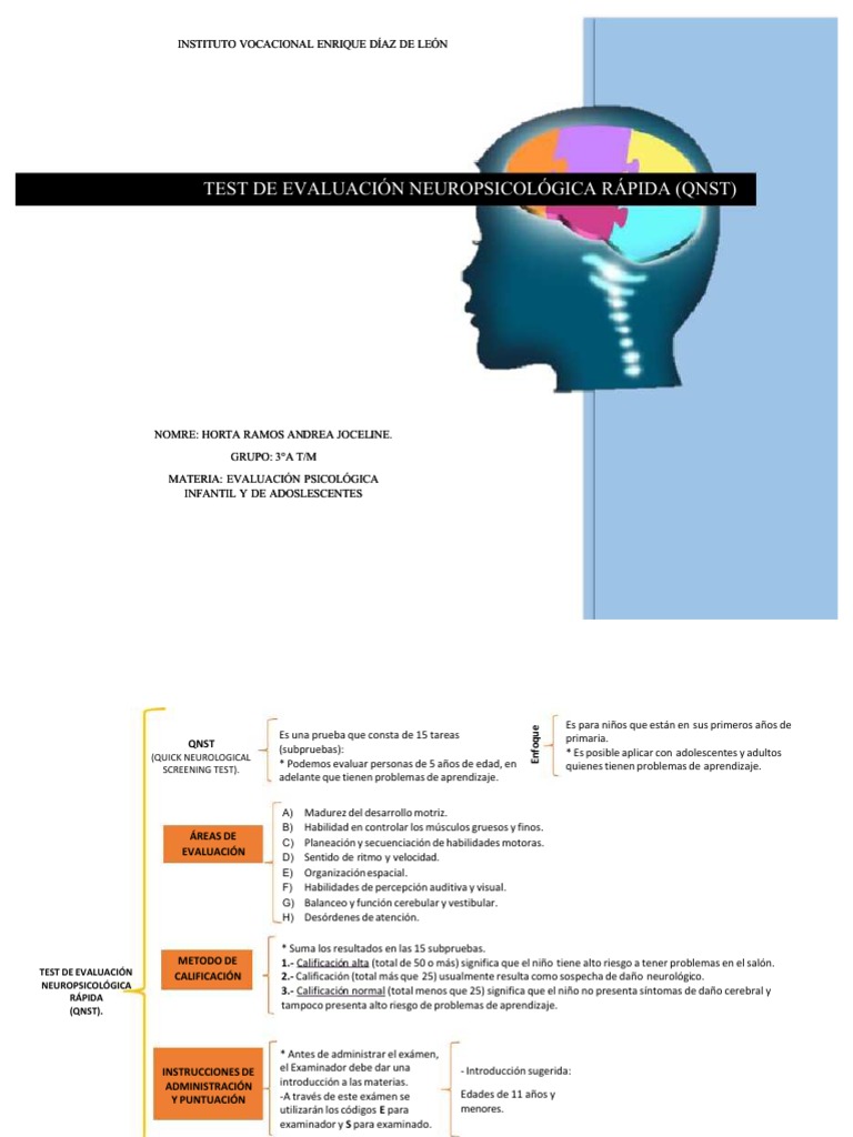 Test QNST de Evaluación Neuropsicológica | PDF | Mano | Prueba (evaluación)