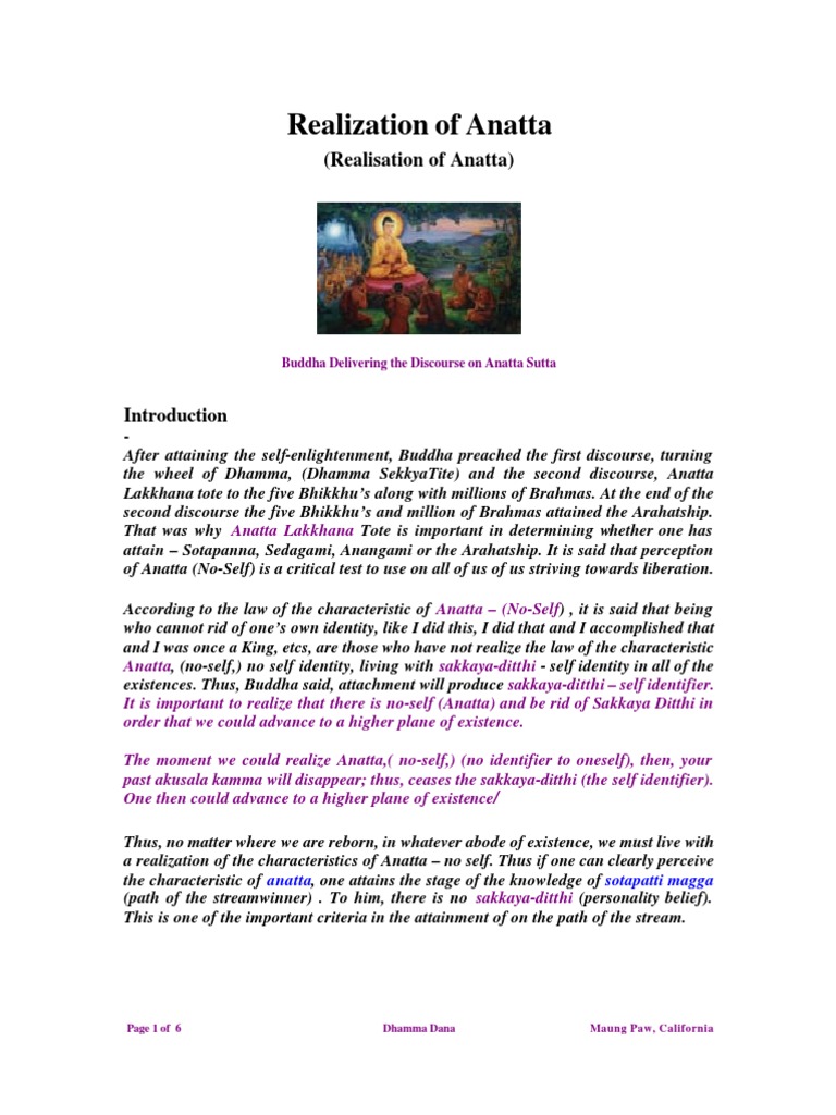 Realization of Anatta | PDF | Vipassanā | Karma