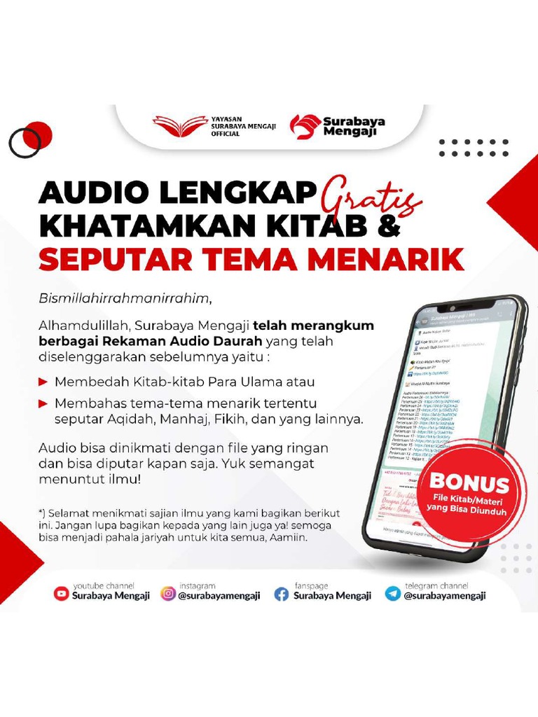Poster Kumpulan Audio Dauroh Ilmiah Surabaya Mengaji | PDF