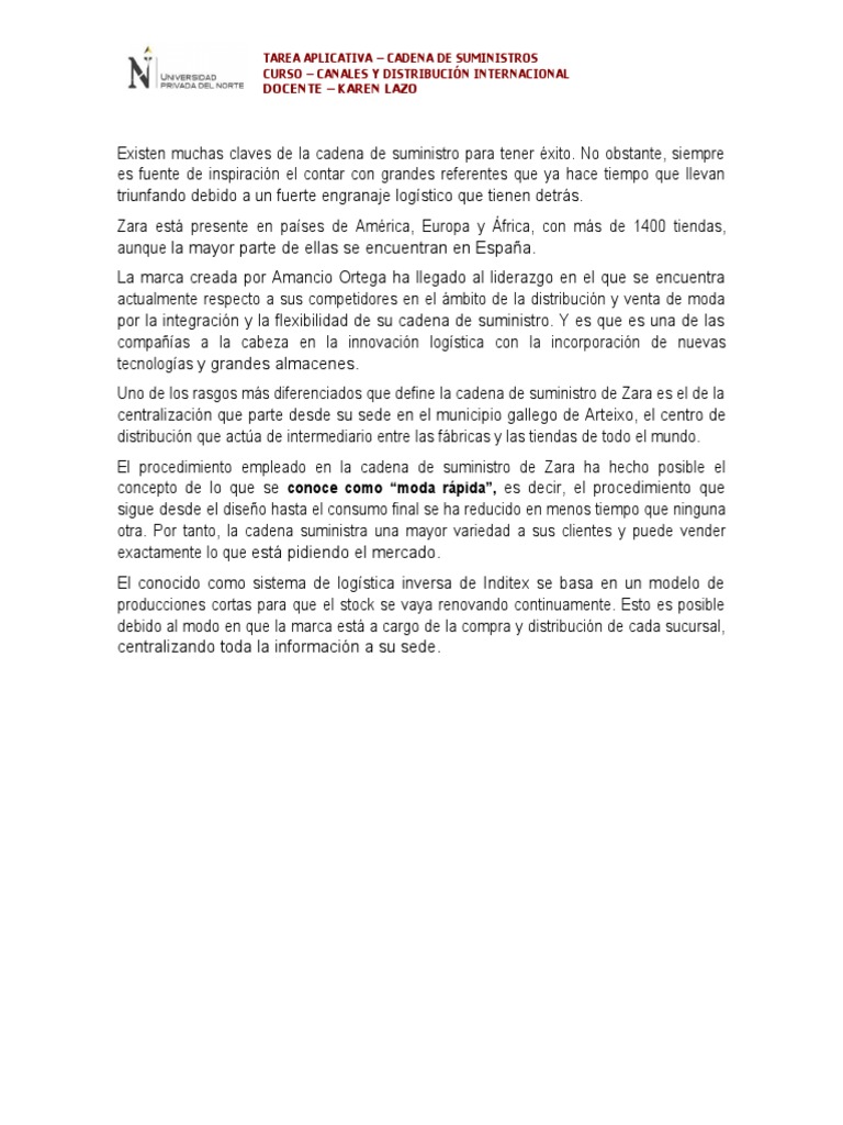 Cómo la cadena de suministro de Zara ha revolucionado la industria de la moda rápida | PDF ...