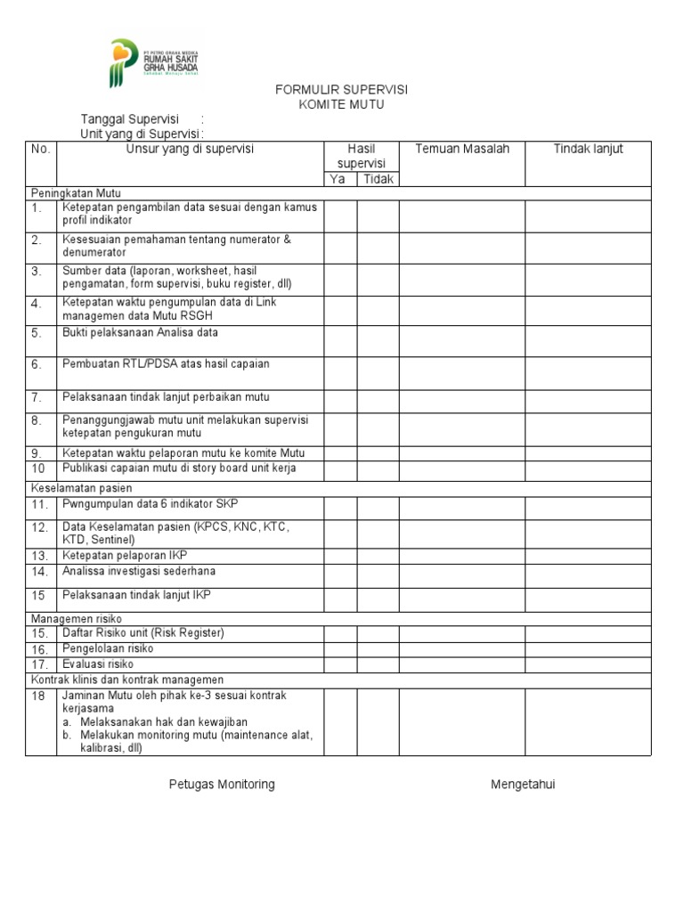 Formulir Supervisi | PDF