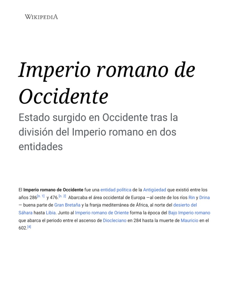 Imperio Romano de Occidente - Wikipedia, La Enciclopedia Libre | PDF ...