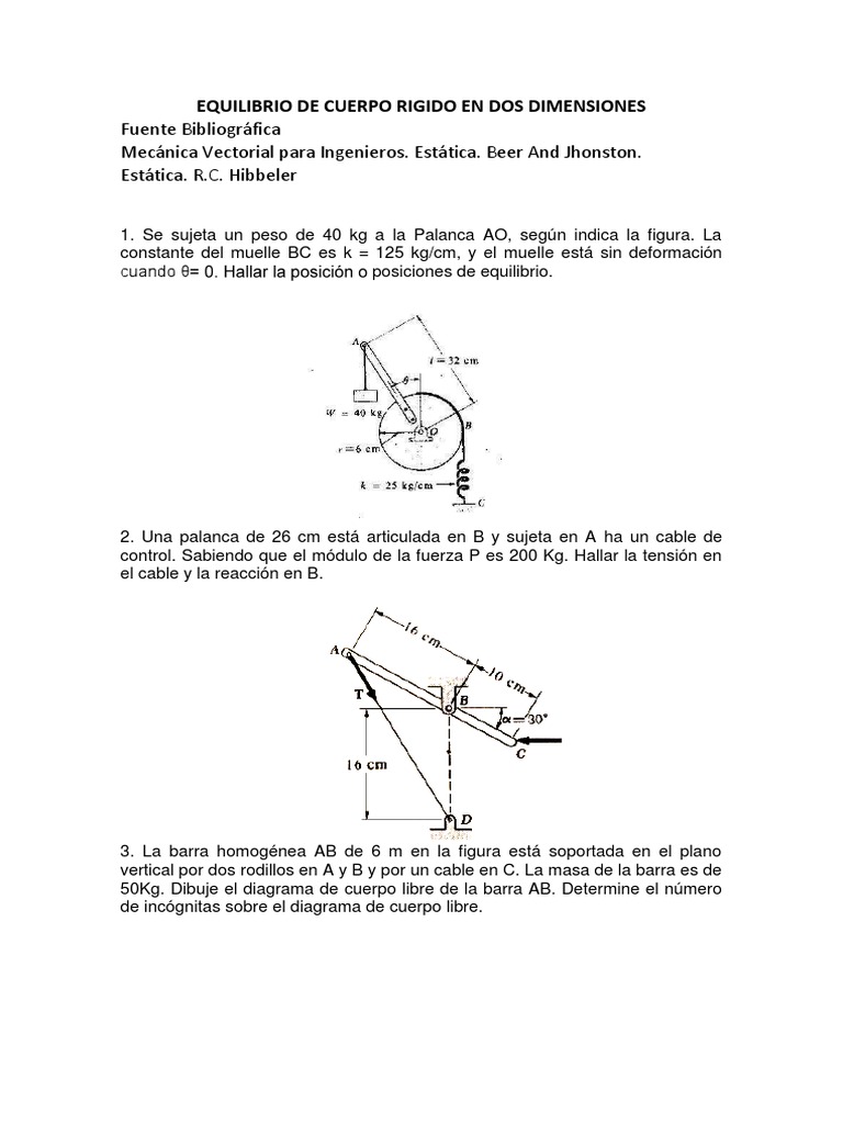 Equilibrio de Cuerpo Rigido en Dos Dimensiones | PDF | Fricción ...