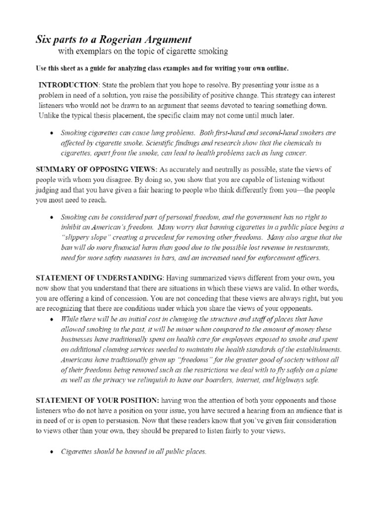 Six Parts To A Rogerian Argument | PDF